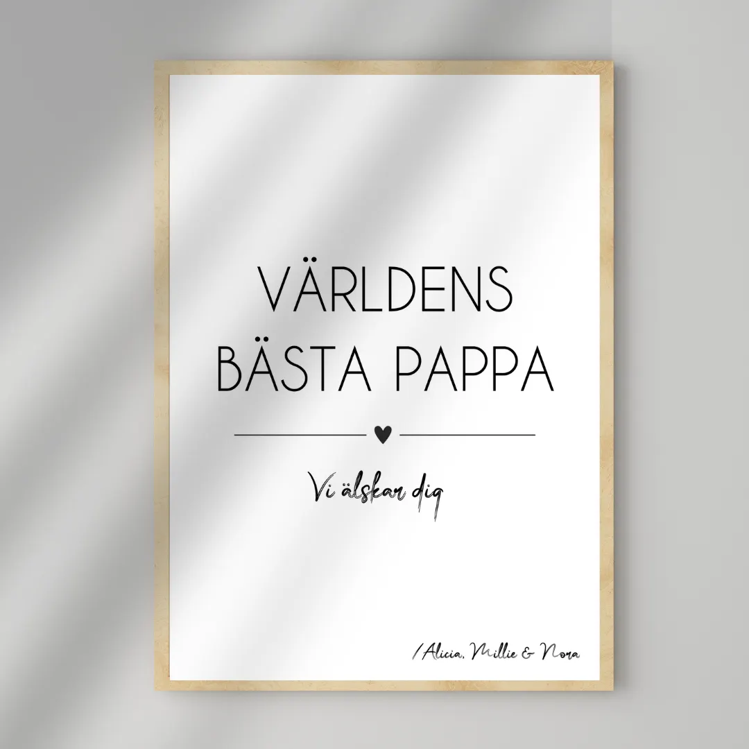 Pappa Poster - Vi älskar dig - MiNora - Personliga presenter och barnkläder