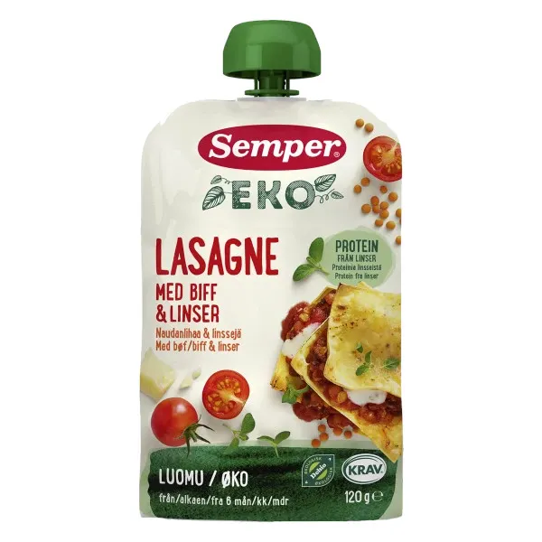 Semper Lasagna With Beef & Lentils 6 months - 120 grams - Scandinavian ...