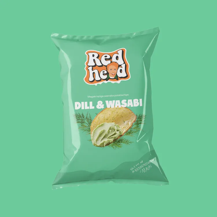 Redhead Potato Chips, Dill & Wasabi - 150 grams - Scandinavian Online Store