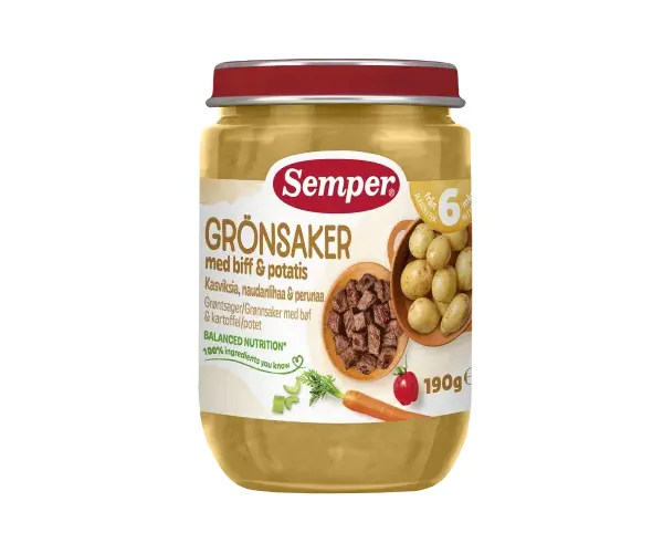 Semper Vegetables With Beef 6 Months - 190 grams - Scandinavian Online ...