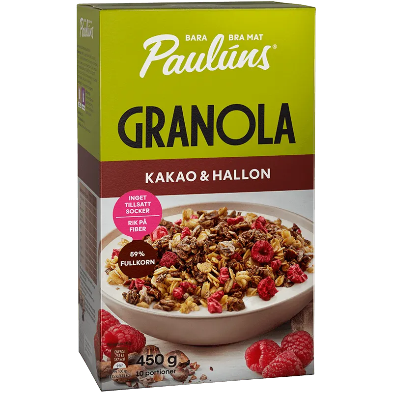 Paulúns Granola Kakao & Himbeere – 450 Gramm - Skandinavischer Online-Shop