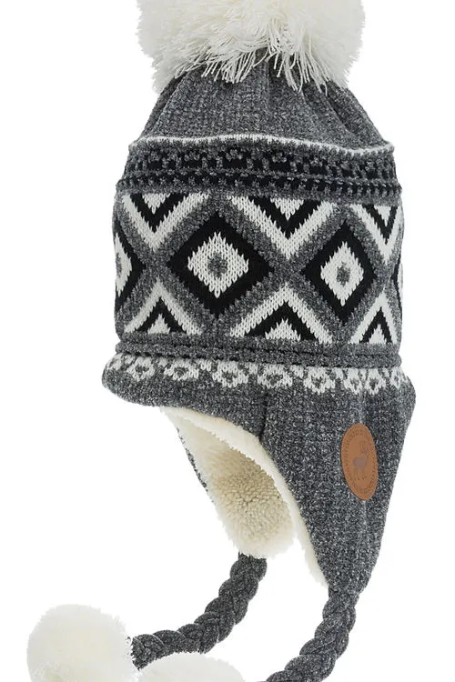 Robin Ruth Mosaic Bon Bon Winter Hat - Finland, Black/Grey ...