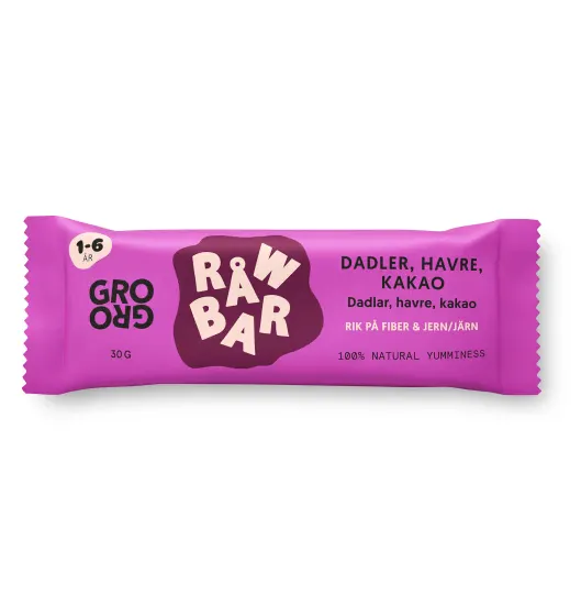 GroGro Raw Bar With Dates, Oats And Cocoa - 30 grams - Scandinavian ...