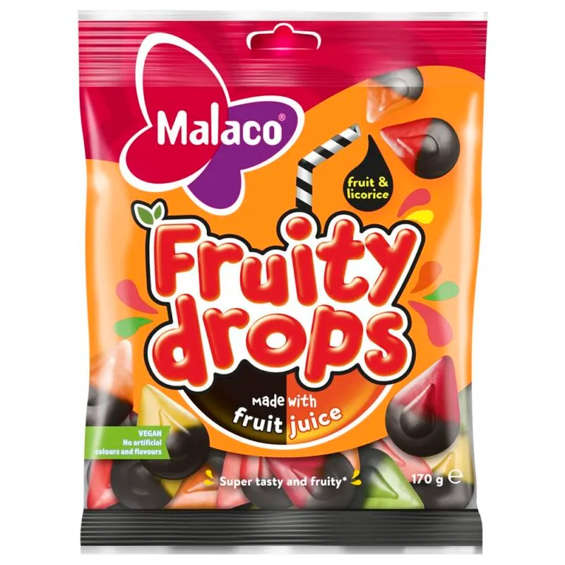 Malaco Fruity Drops Fruity & Licorice - 170g - Scandinavian Online Store