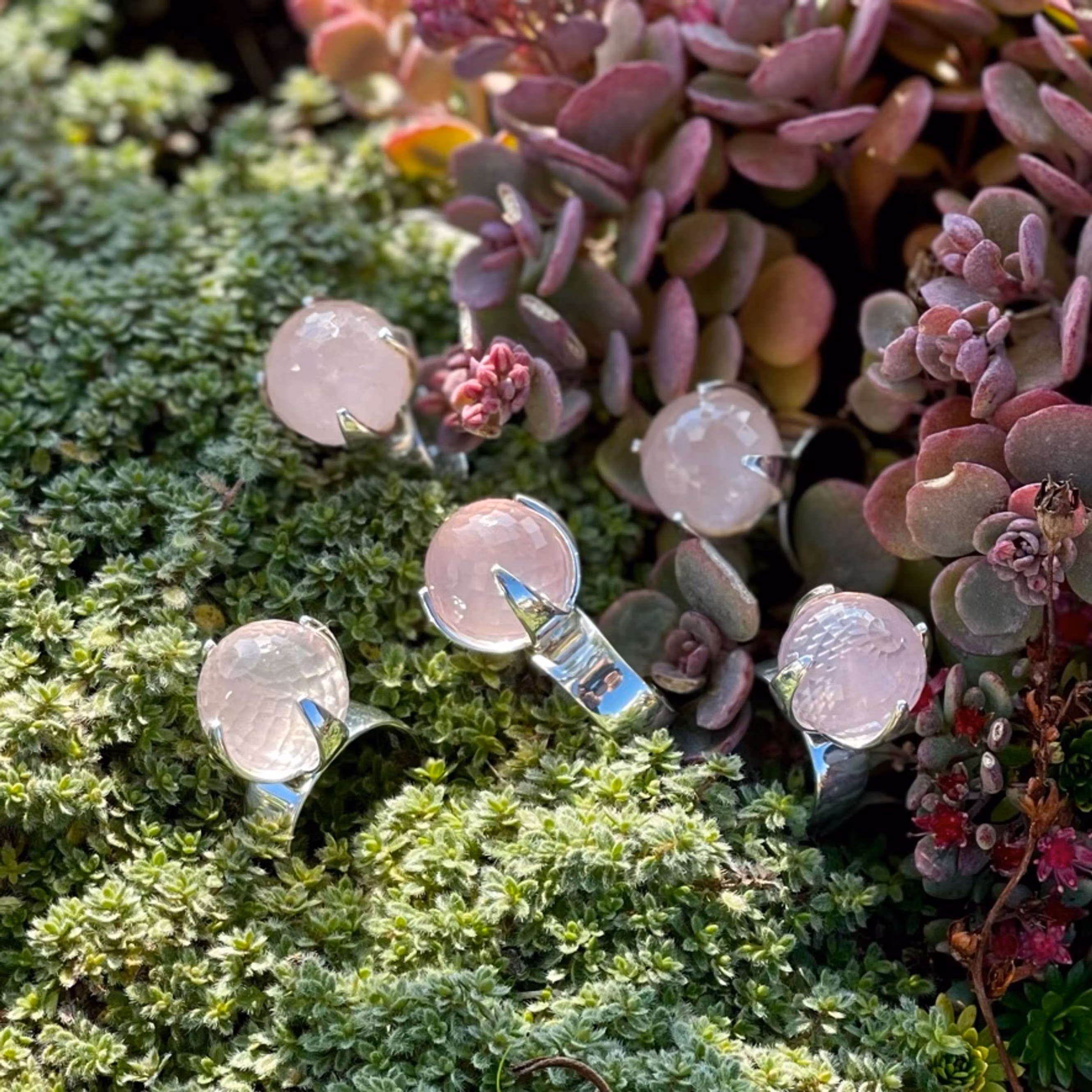 Silver ring CLAW, a big silver ring with rose quartz - MoM of Sweden