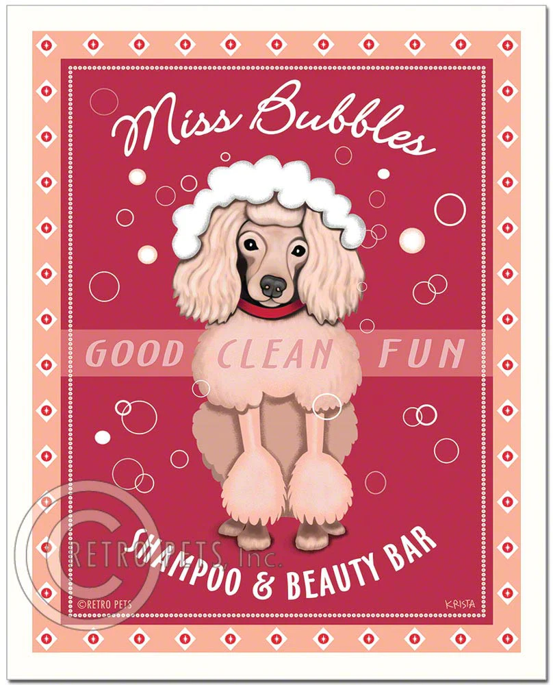 Konsttryck Krista Brooks, Miss Bubbles – Pudel - Pawprint