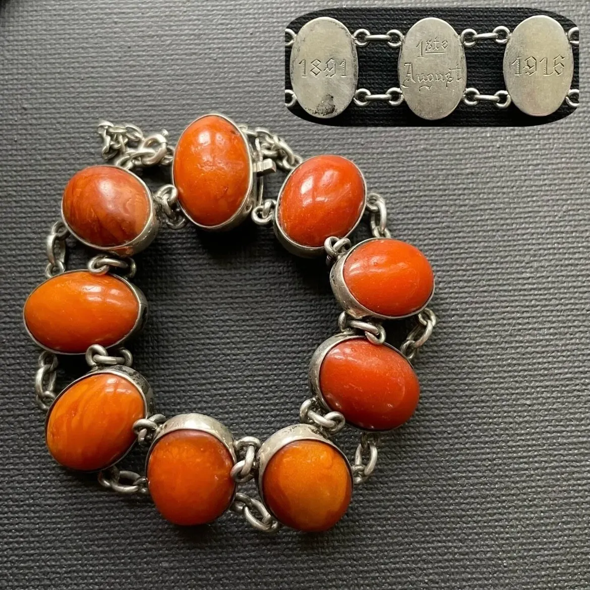 Antique Natural Danish amber bracelet butterscotch egg yolk from 1916 ...