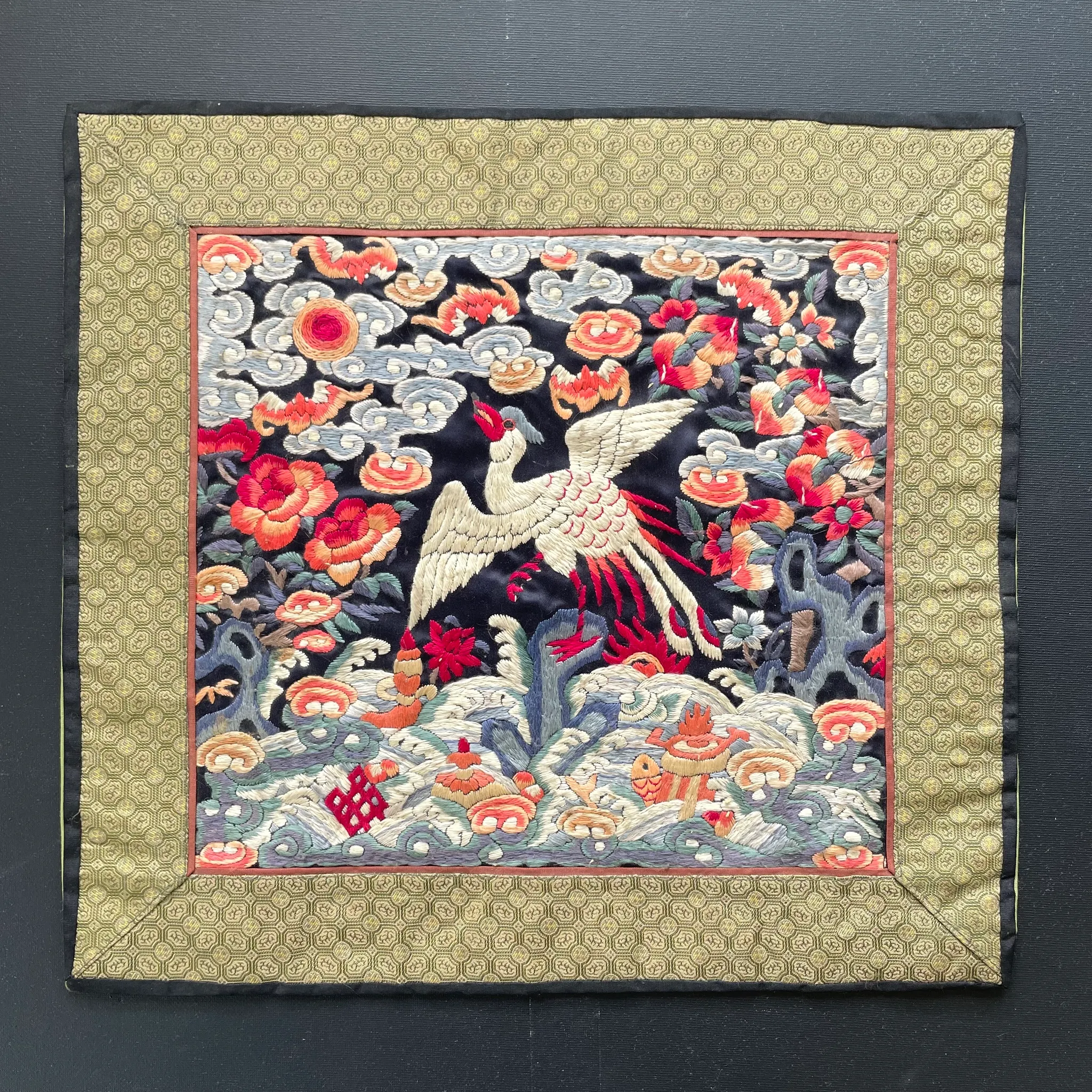 Chinese Silk Embroidered Rank Badge Mandarin Square Buzi, Qing Dynasty ...
