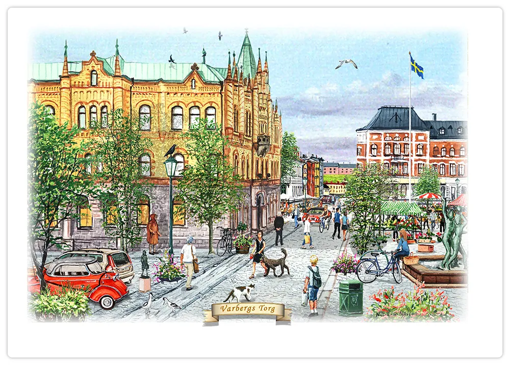 Tallriksunderlägg Varberg Torg Vänster - Nils-Erik Nilsson