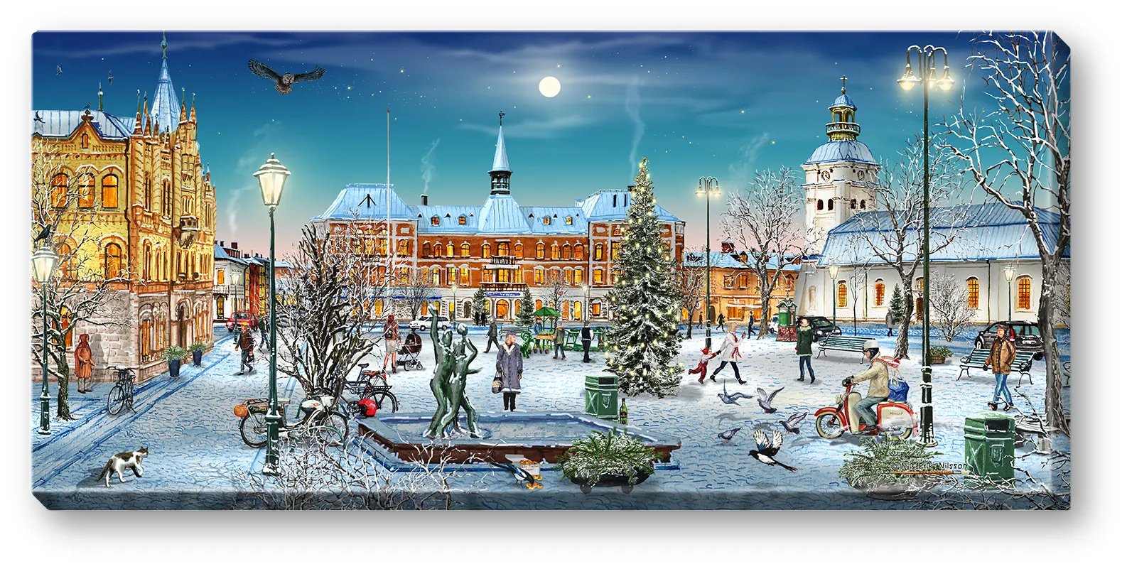 Canvas Varberg Torg Vinter 64 x 29 x 2 cm. - Nils-Erik Nilsson
