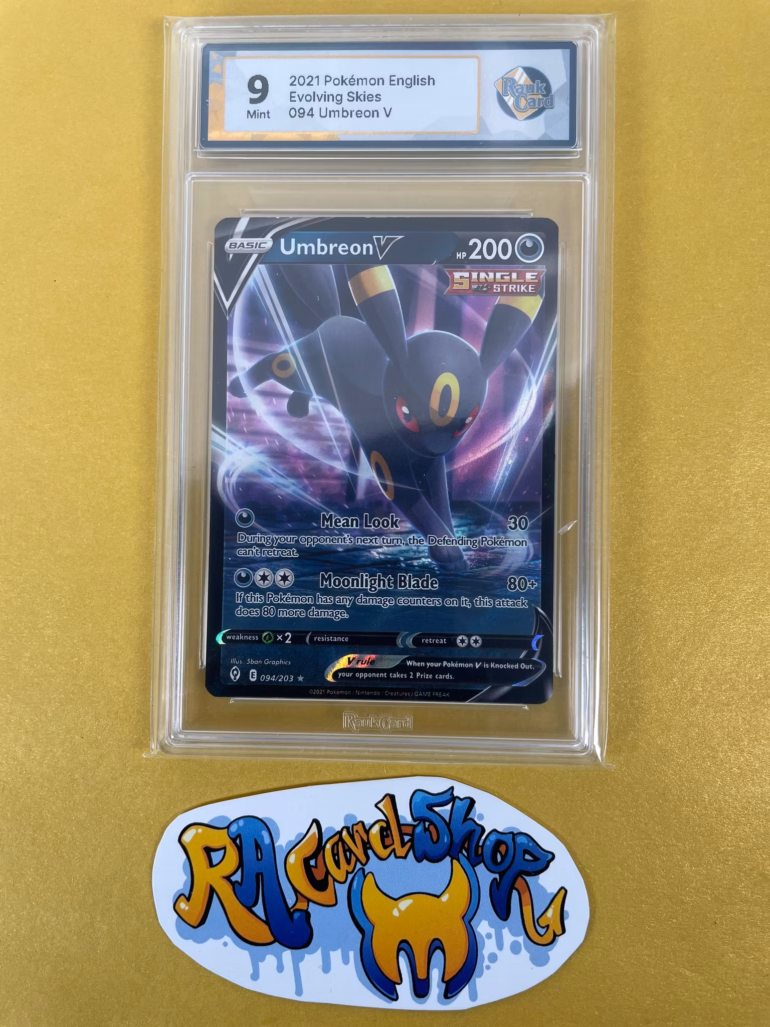 Umbreon V 094/203 Evolving Skies Graderad 9 Rauk Card Pokemon - RA Cardshop