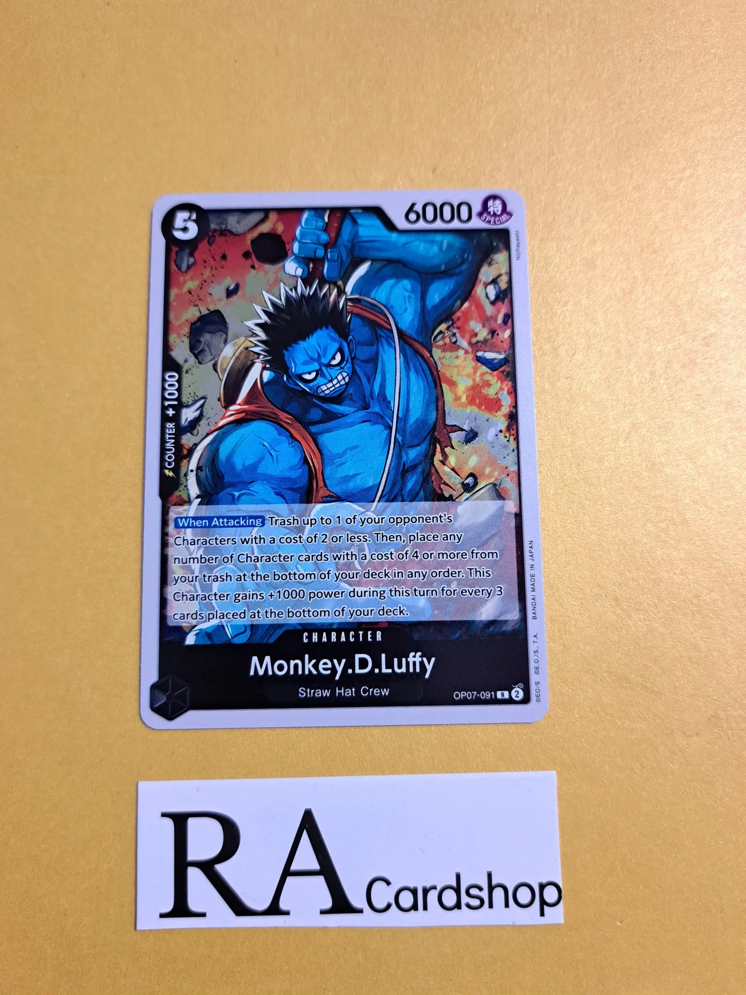 Monkey.D.Luffy Rare Foil OP07-091 500 Years Into The Future One Piece ...
