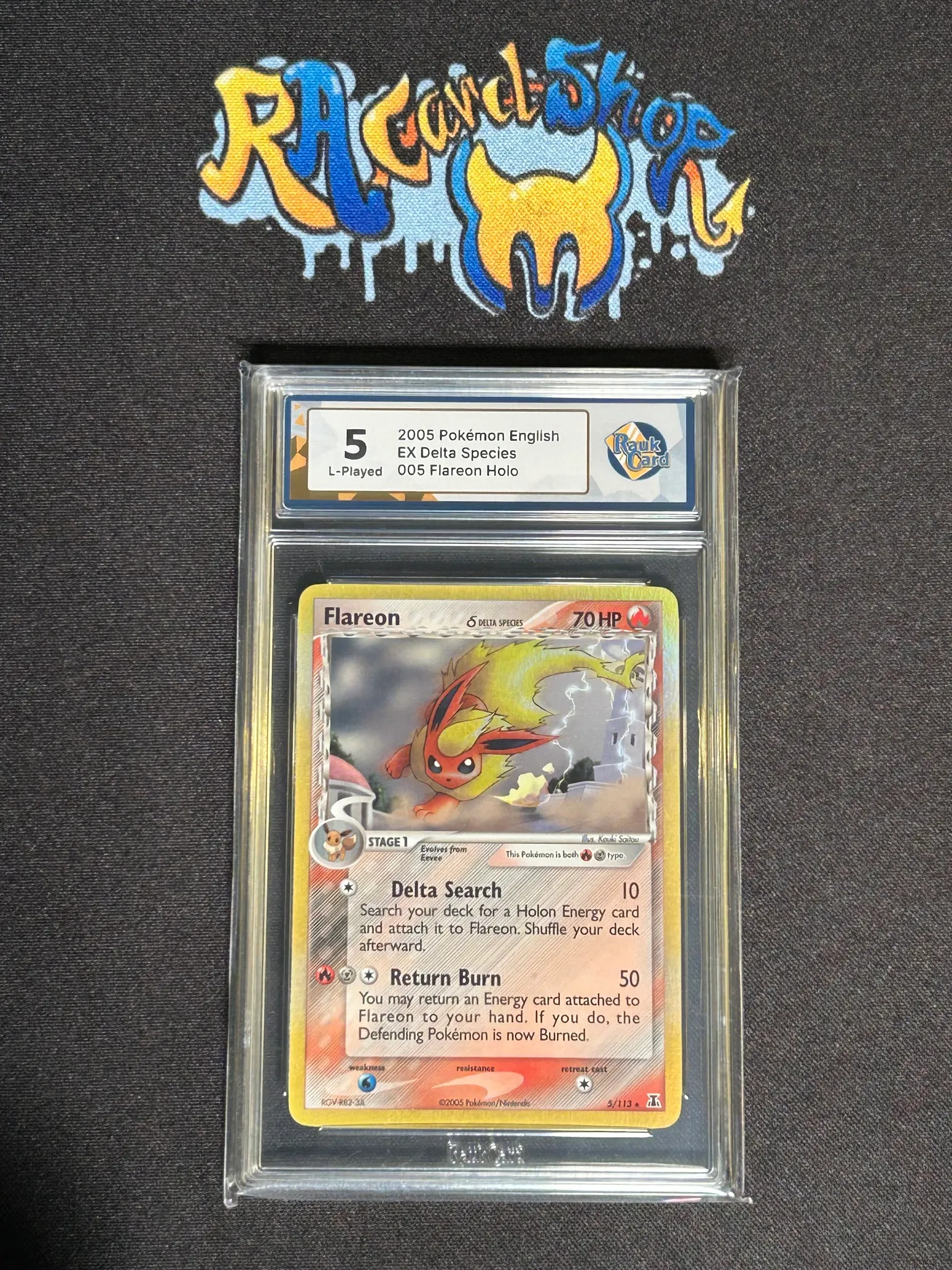 Flareon Holo 005 EX Delta Species Graded Card 5 Rauk Card - RA Cardshop