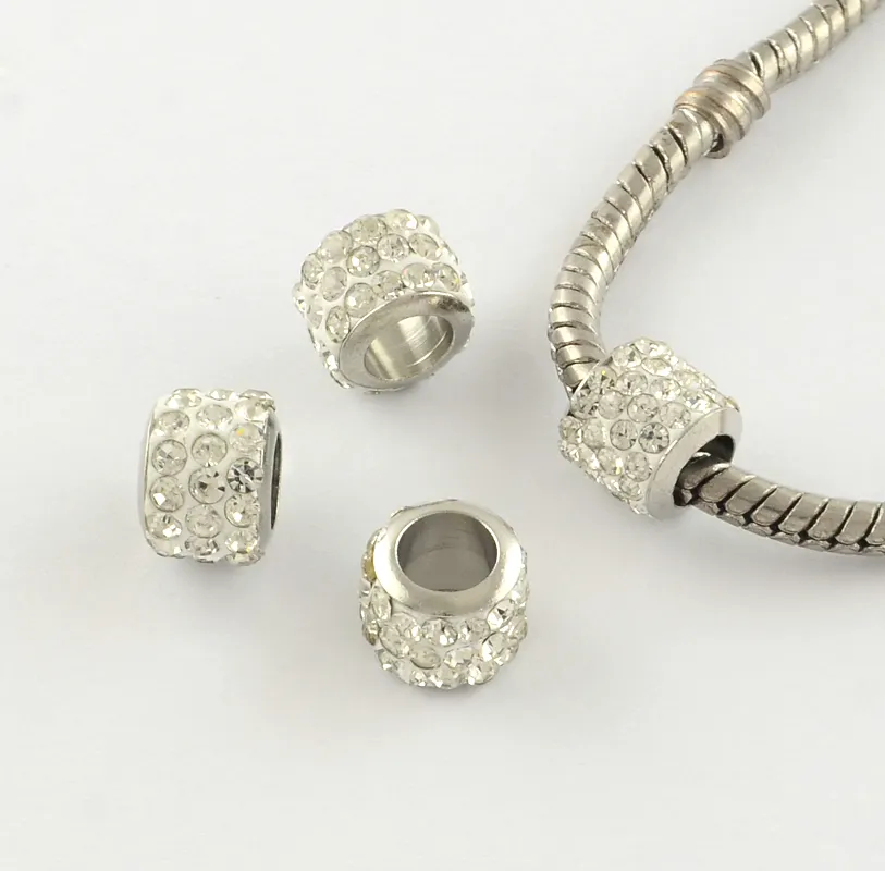 Handgjorda ormlänkar, rhinestones crystal, 9x7mm (10st) - Moshie
