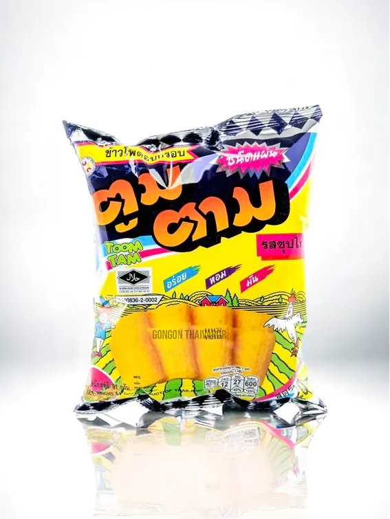 Toom Tam - Majs snacks med kyckling soppa smak 91 g - GonGon Thai Varor