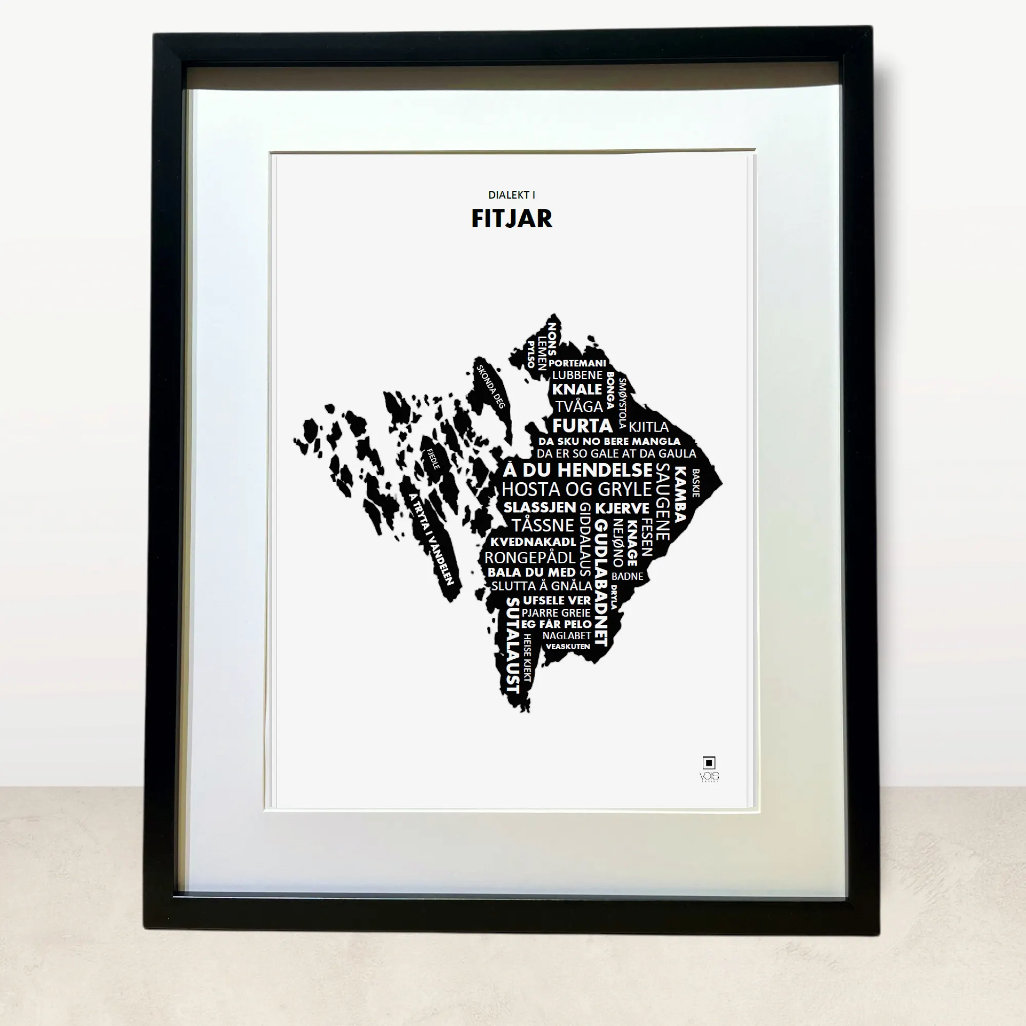 Fitjar (Kart med dialekt) (Plakat) - VOIS Design