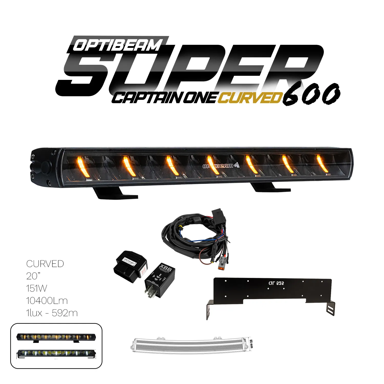 Ledrampspaket - Optibeam Super Captain one 600 Curved - 20" 151W ...