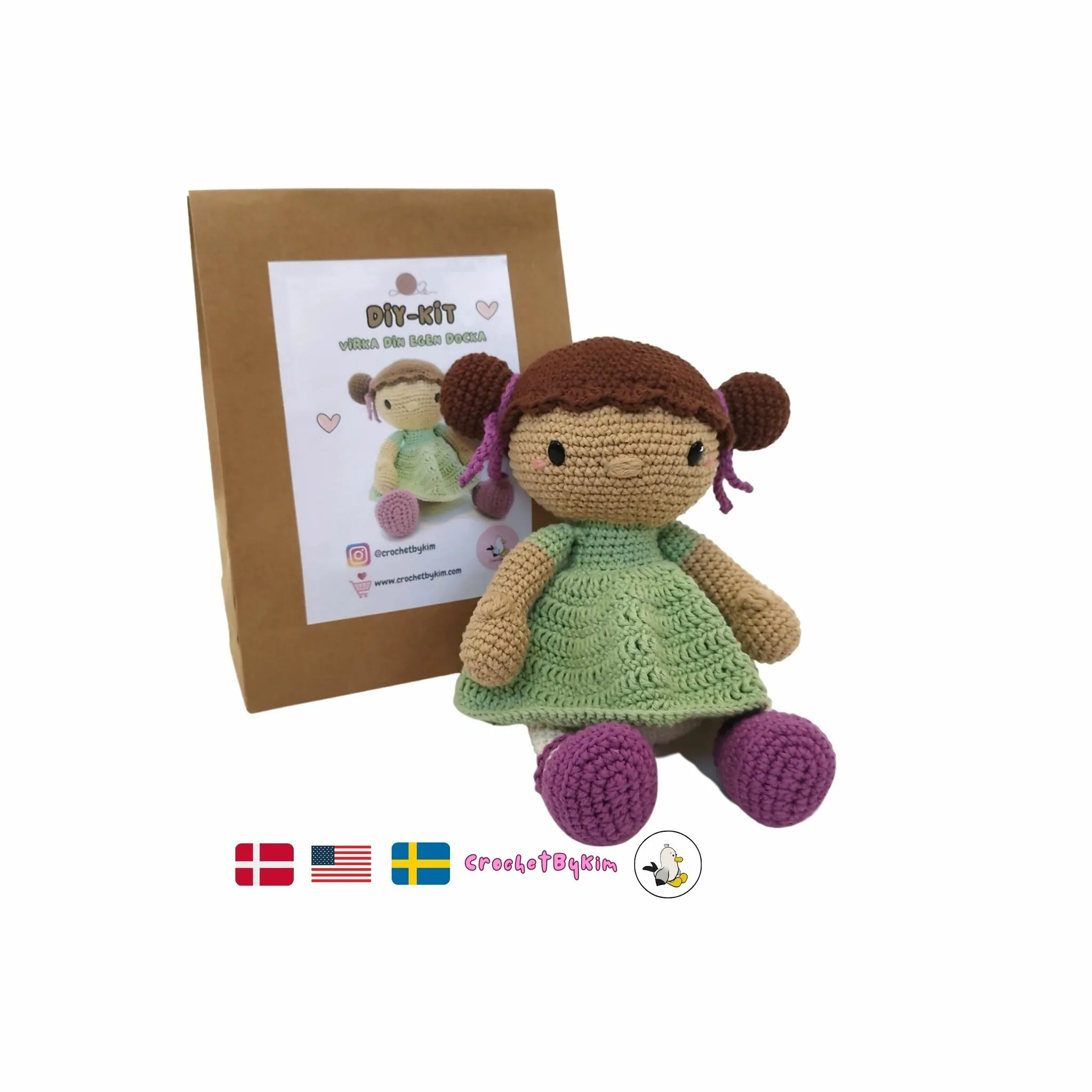 DIY kit Brunett EVY • Doll • Virkset docka • Virka din egen docka ...