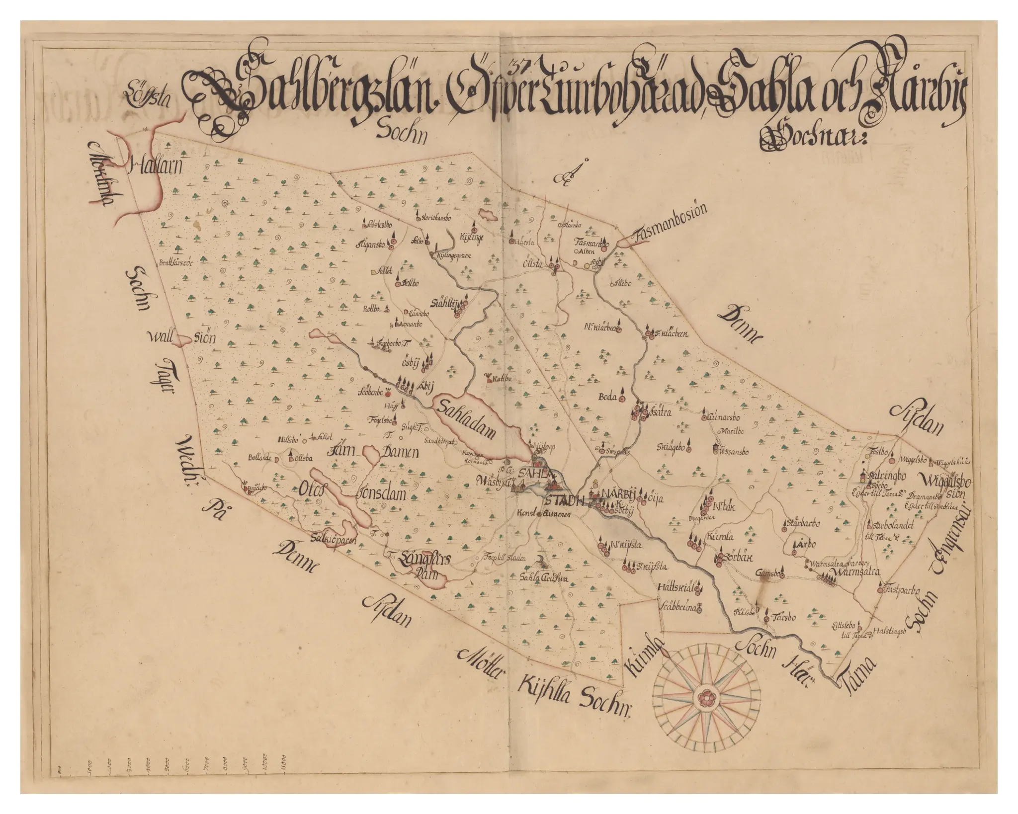 Historisk karta över Sala med omnejd, år 1688 (Fri frakt!) - Historiehemmet