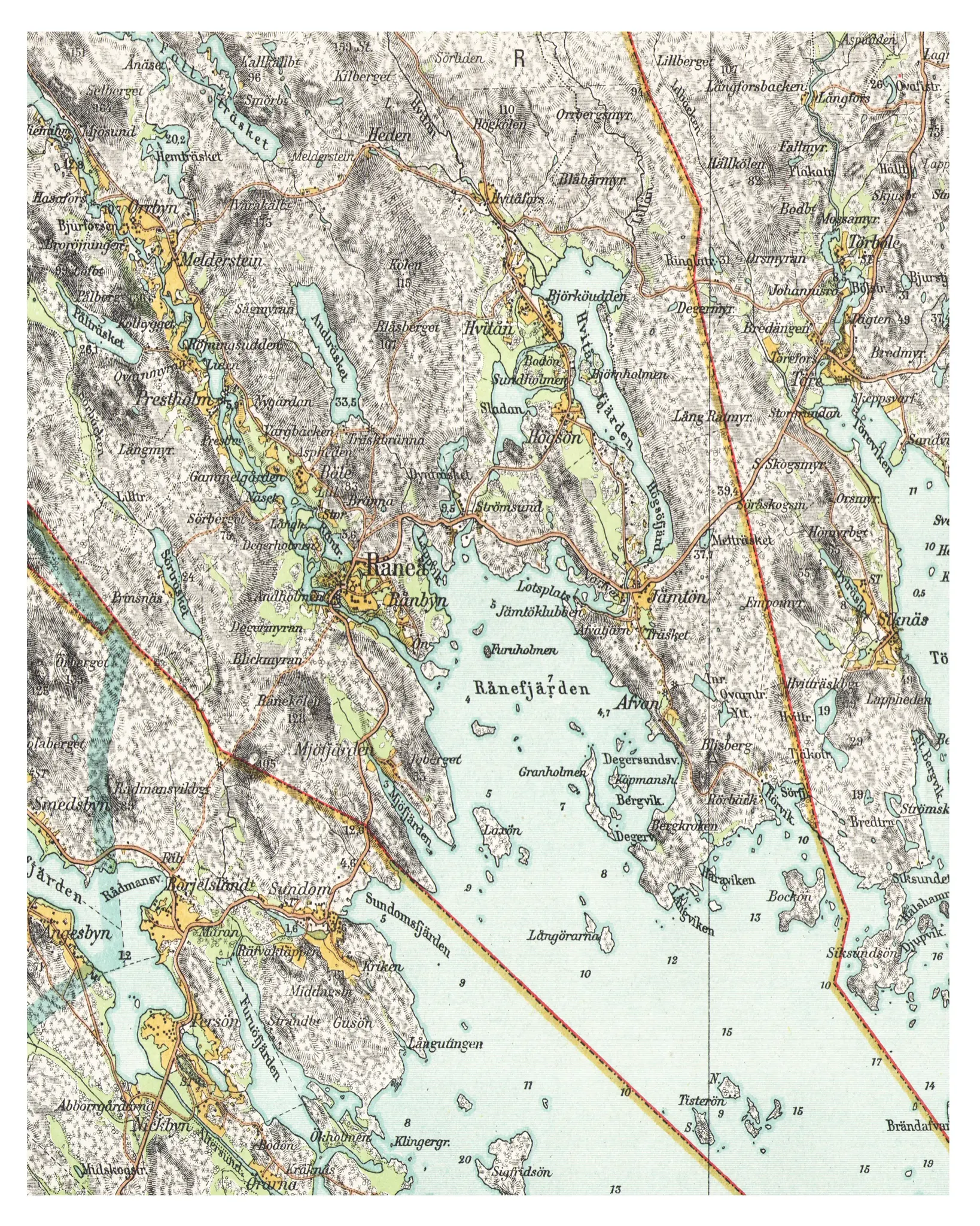 Historisk karta över Råneå och Vitå, år 1896 - Historiehemmet