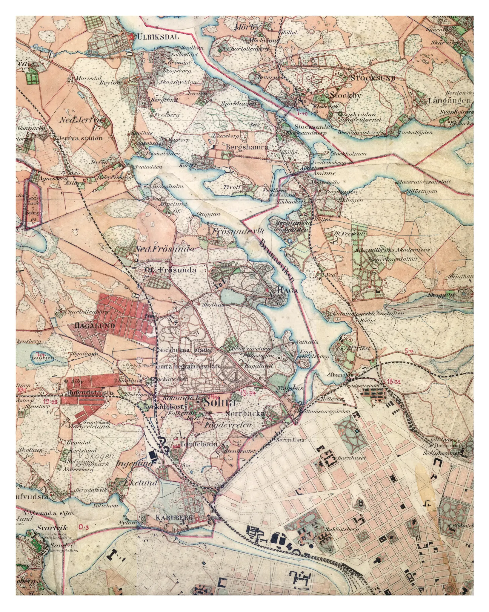 Historisk karta Solna, 1901-1906 (variant) - Historiehemmet