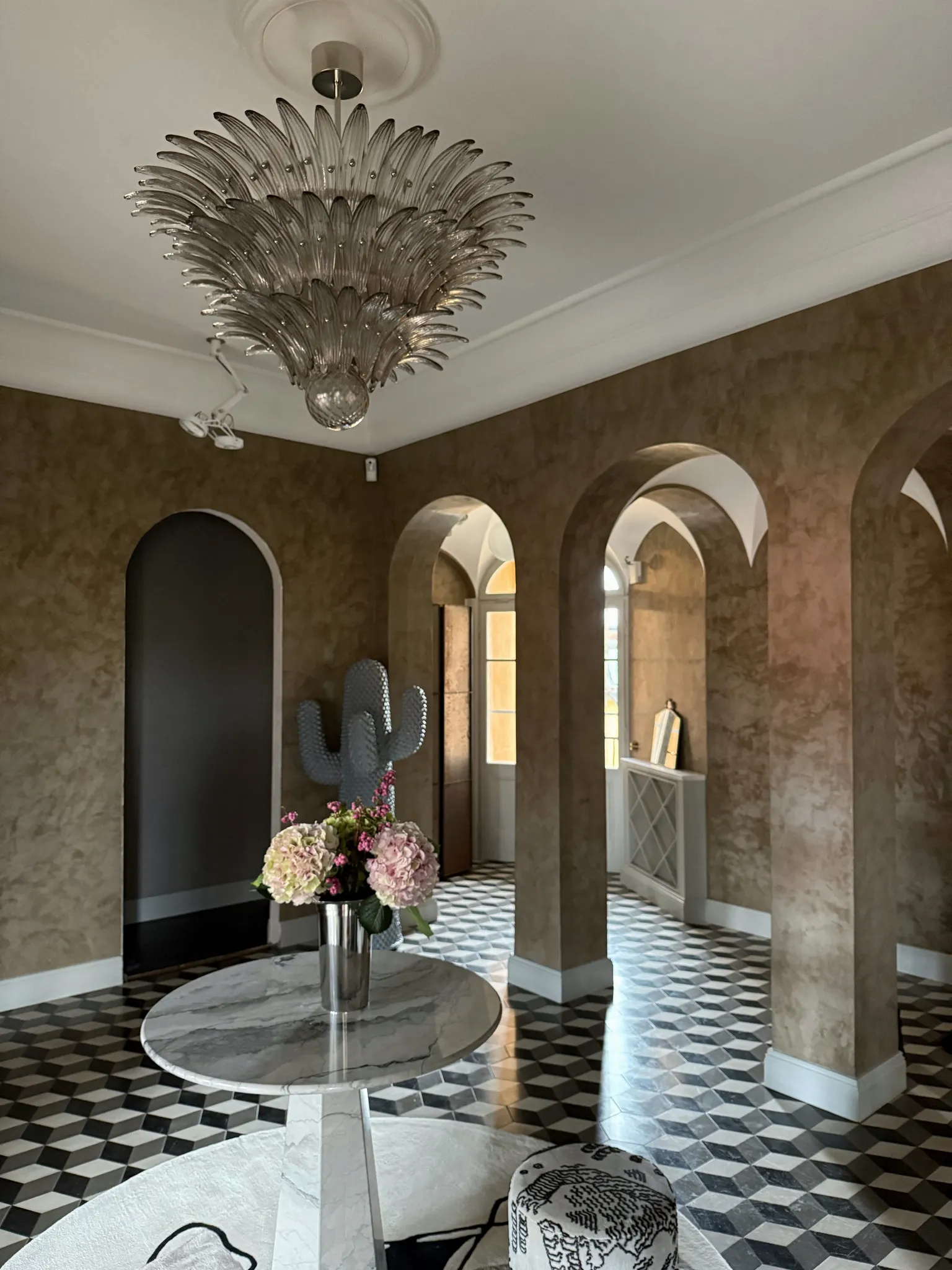 Murano Chandelier 'CORTO' large size SMOKED GREY - Studio Laurin