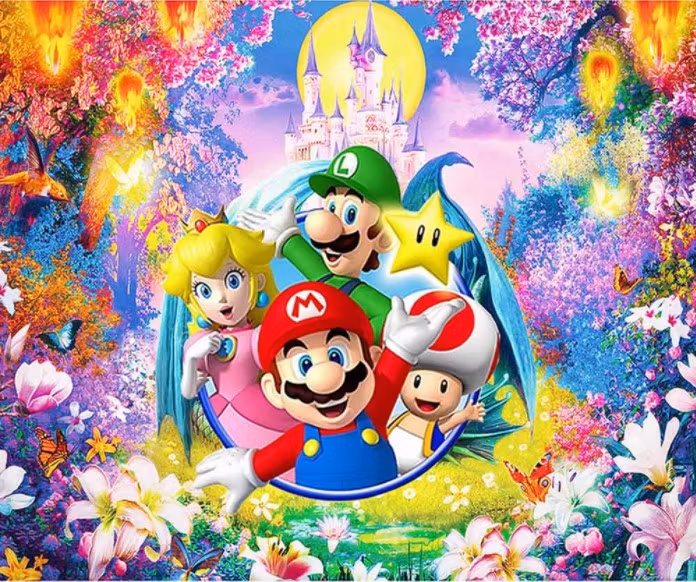 Diamanttavla Super Mario Gänget 50x50 - Diamanttavlor