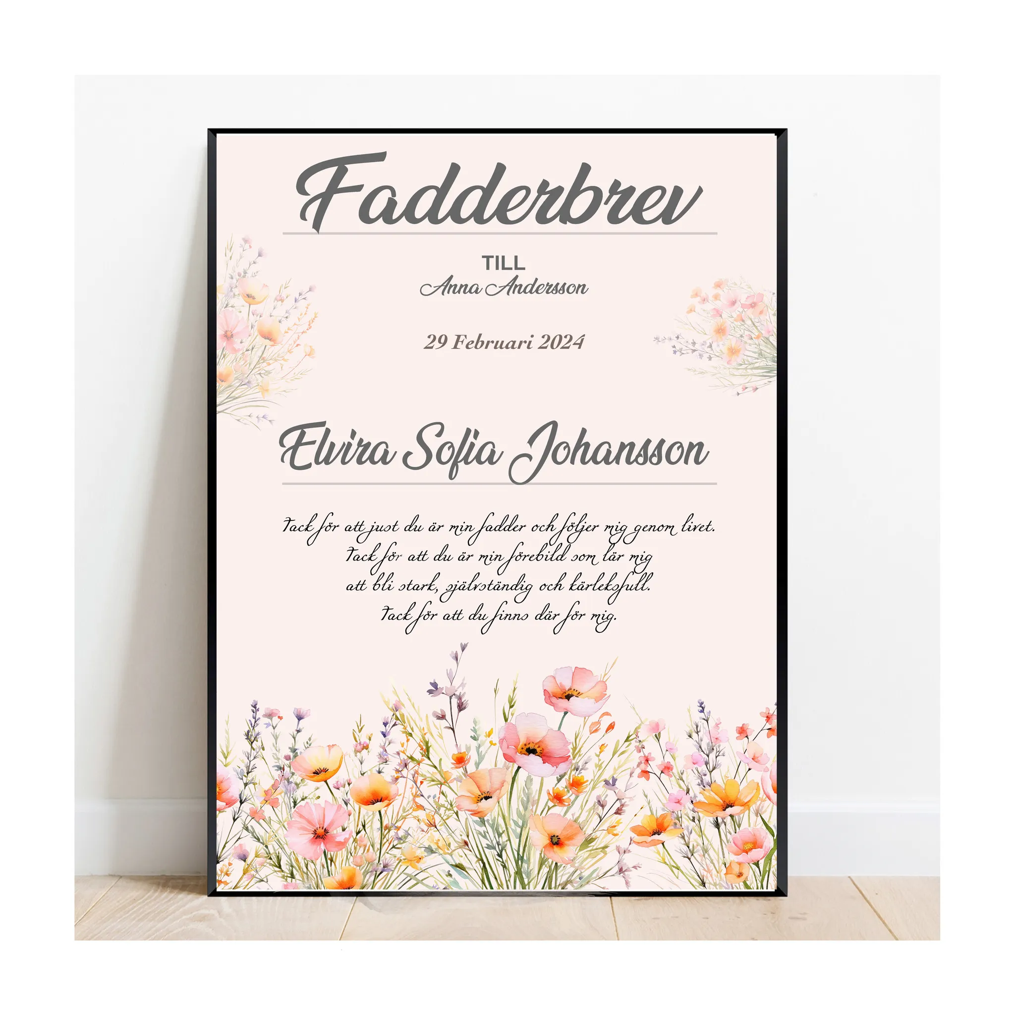 Fadderbrev, dopbrev, namngivning, doptavla - Boliboo, doptavlor ...