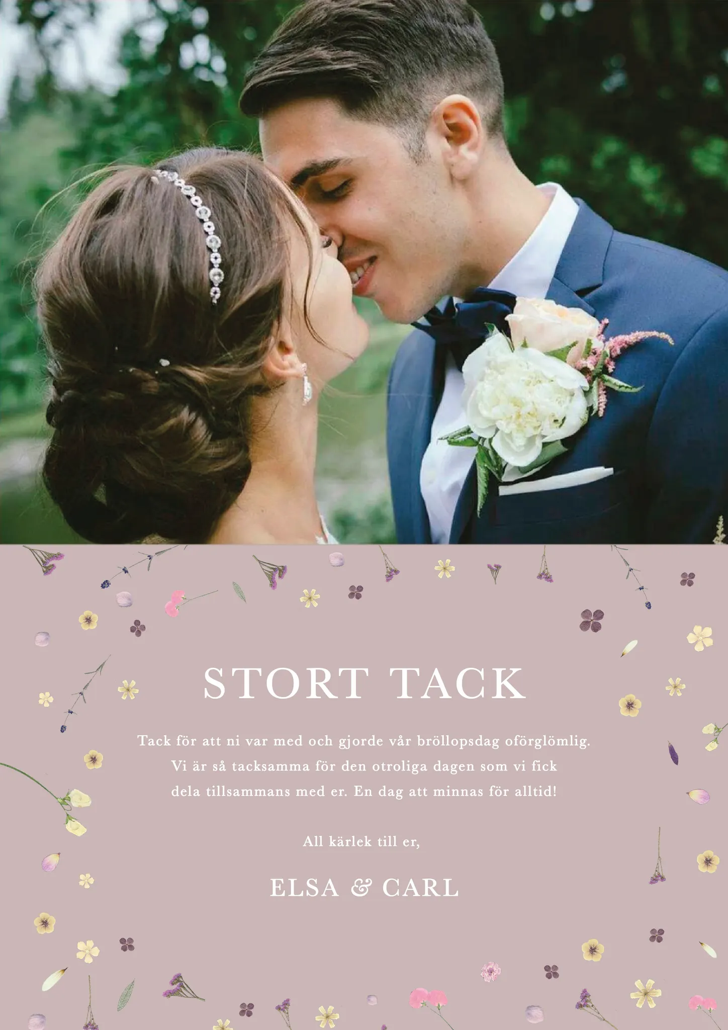 Tackkort "Bloom" med foto - Didriks Design - Bröllop | Papper | Tryck
